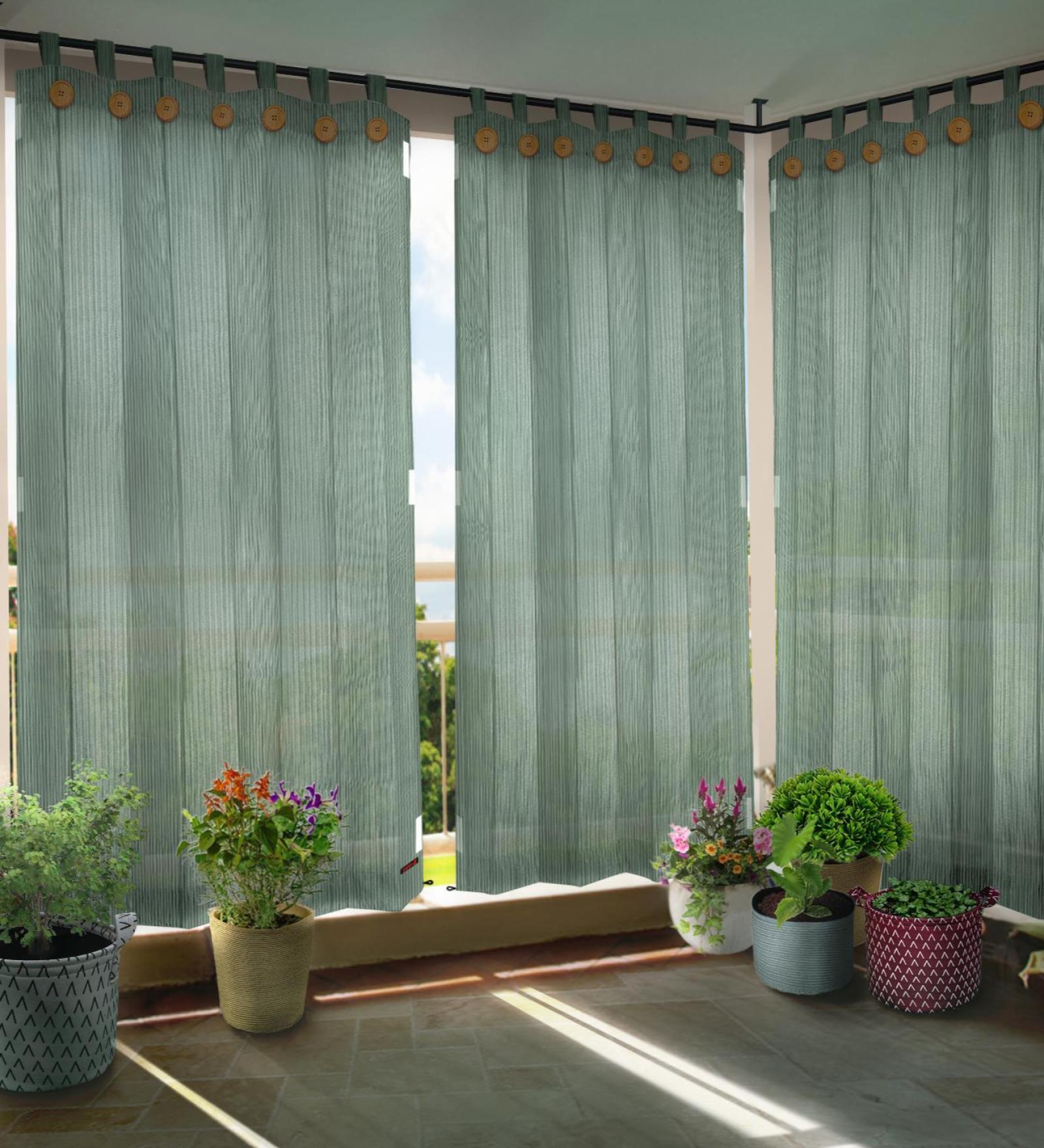 Buy Ivory Polypropylene Solid 8ft Semisheer Fabric Loops Door Curtains ...