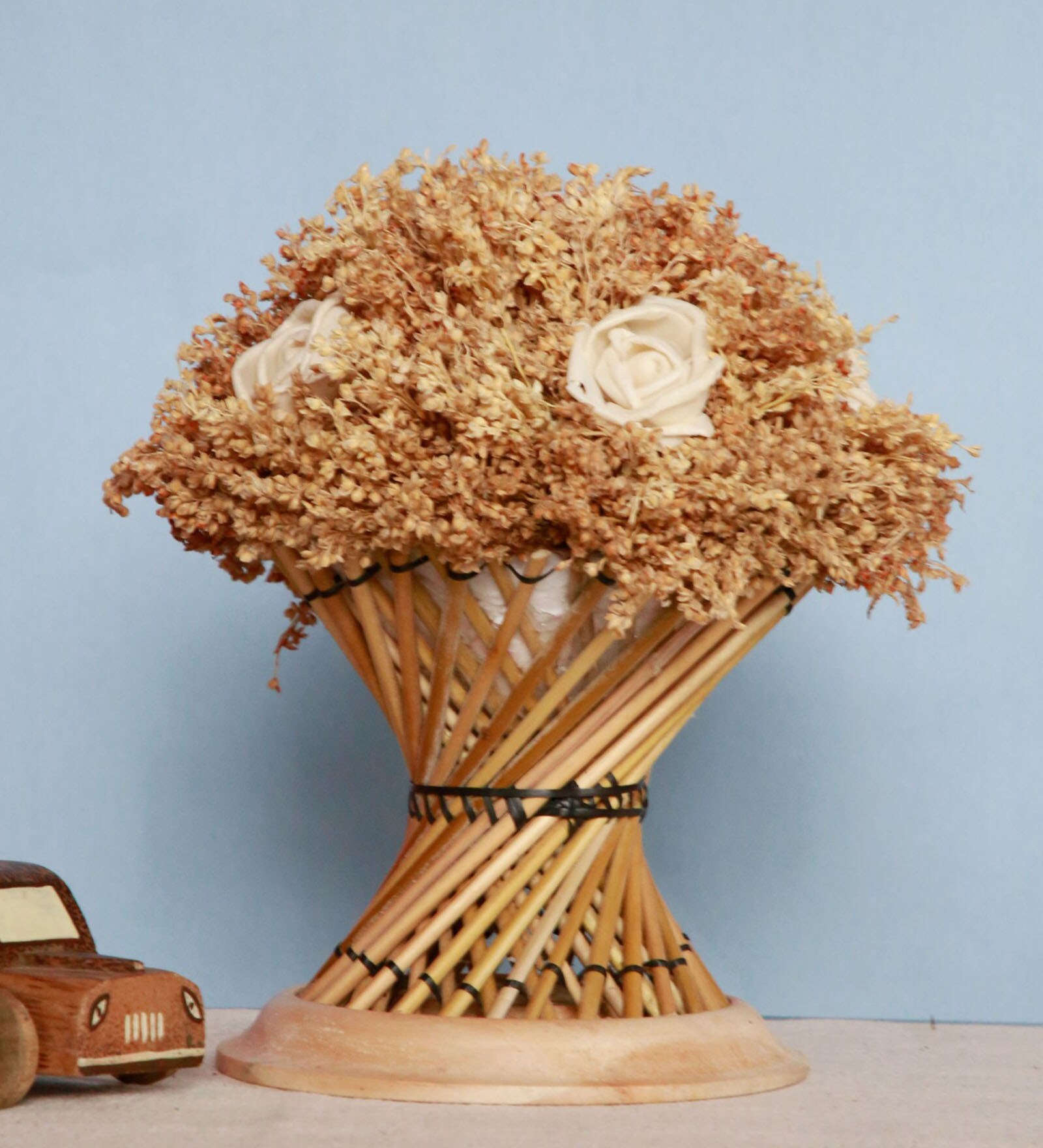 Buy Ivory Semi-Spherical Sola Flower Arrangement On A Cane And Wood ...