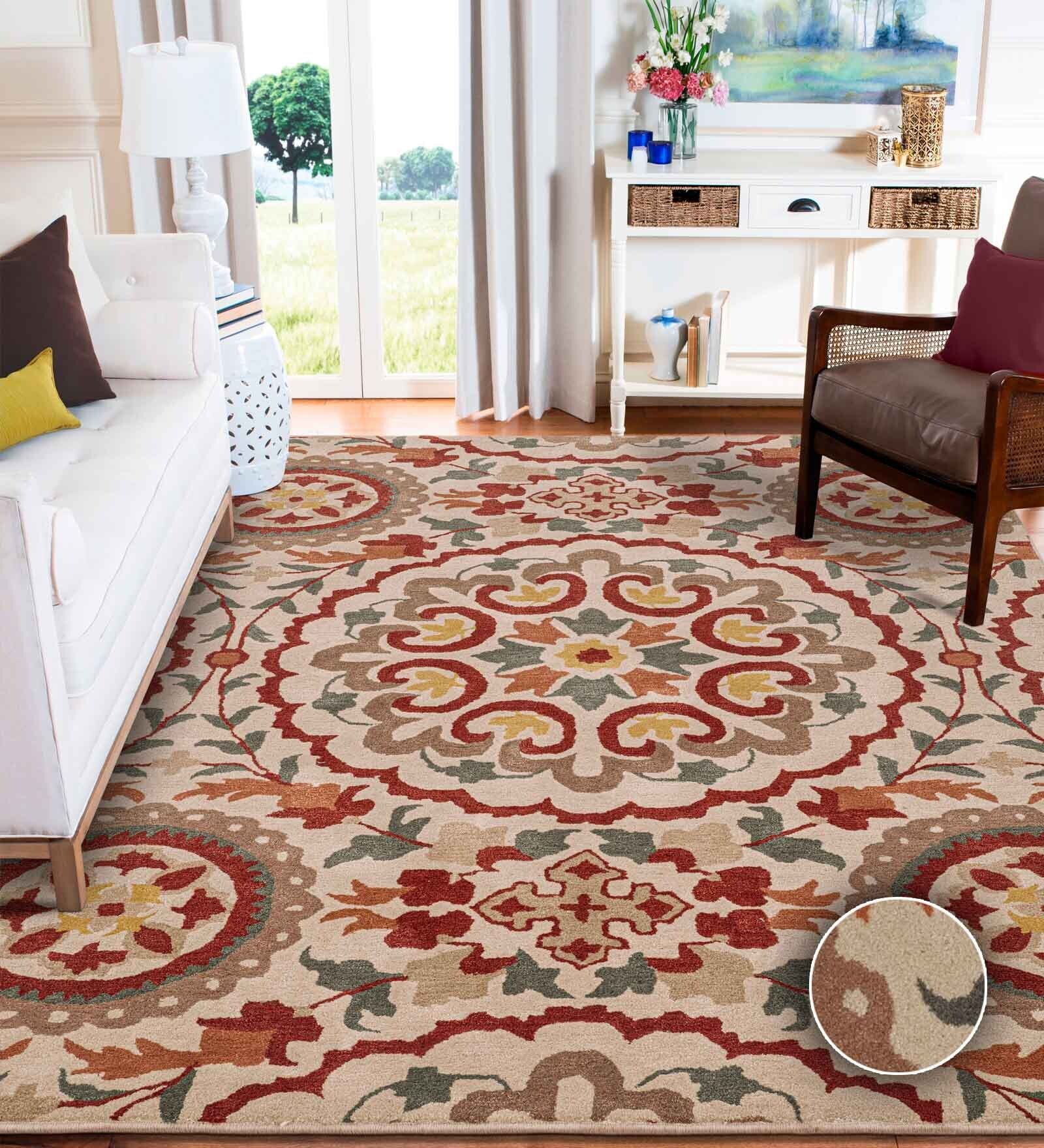 Buy Ivory Traditional Wool Blend 5' X 7' Hand Tufted Carpet at 9% OFF ...