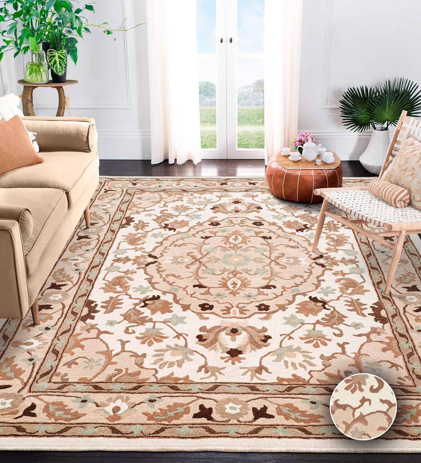 Buy Ivory Traditional Wool Blend 5' X 7' Hand Tufted Carpet at 9% OFF ...