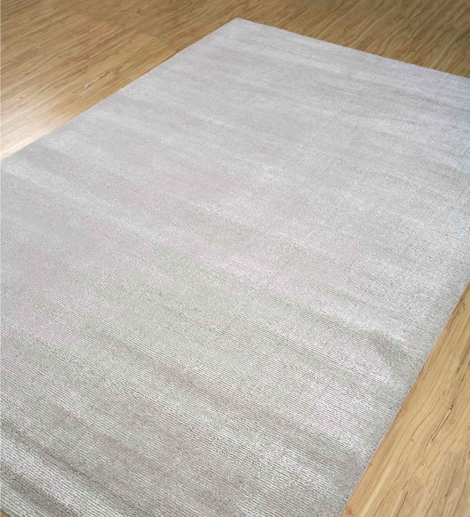 Buy Off White Solid Wool 8 ft x 10 ft Hand Woven Carpet by Jaipur Rugs ...