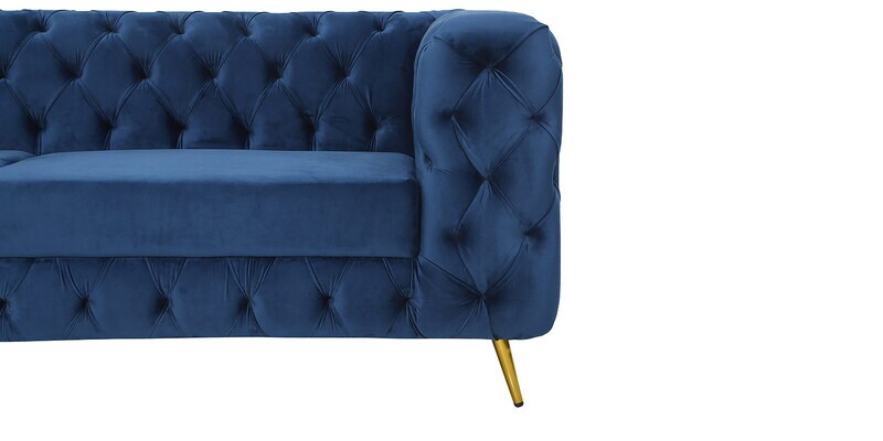 Buy Ivanka Velvet RHS Sectional Sofa in Royal Blue Colour by Vittoria ...