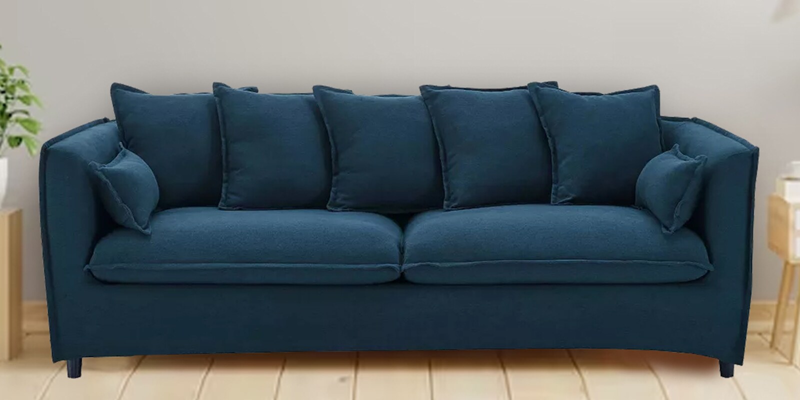 Buy Izaan Fabric 3 Seater Sofa In Blue Colour at 30% OFF by Perfect ...