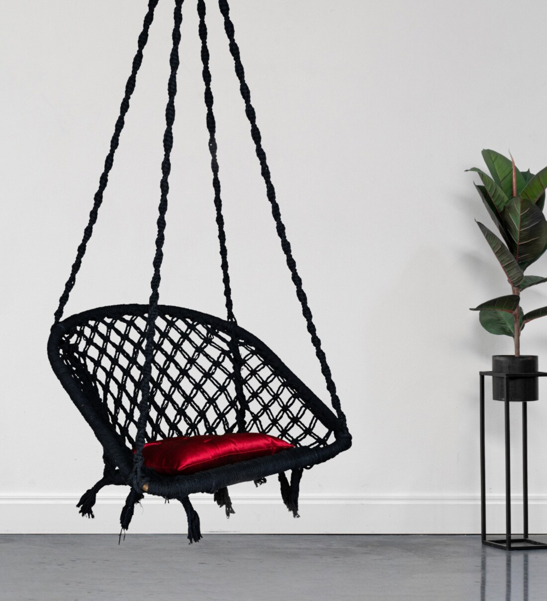 Buy Jalore Fabric Swing in Black Colour With Square Cushion at 100% OFF ...