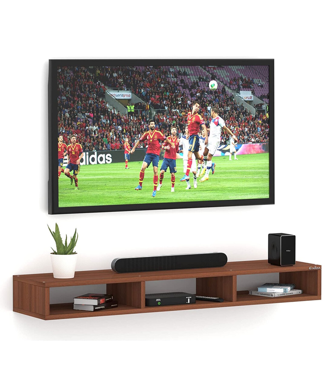 Buy James Wall Mount TV Shelf For TV Upto 60\ in Walnut Finish by ...