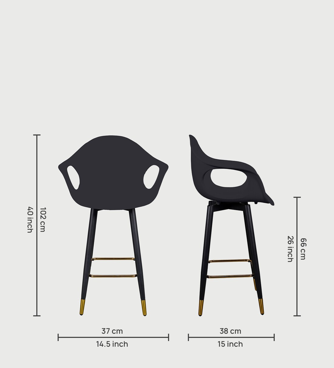Buy Jasey Full Back Bar Stool in Black Colour By Chairwale Online - Mid ...