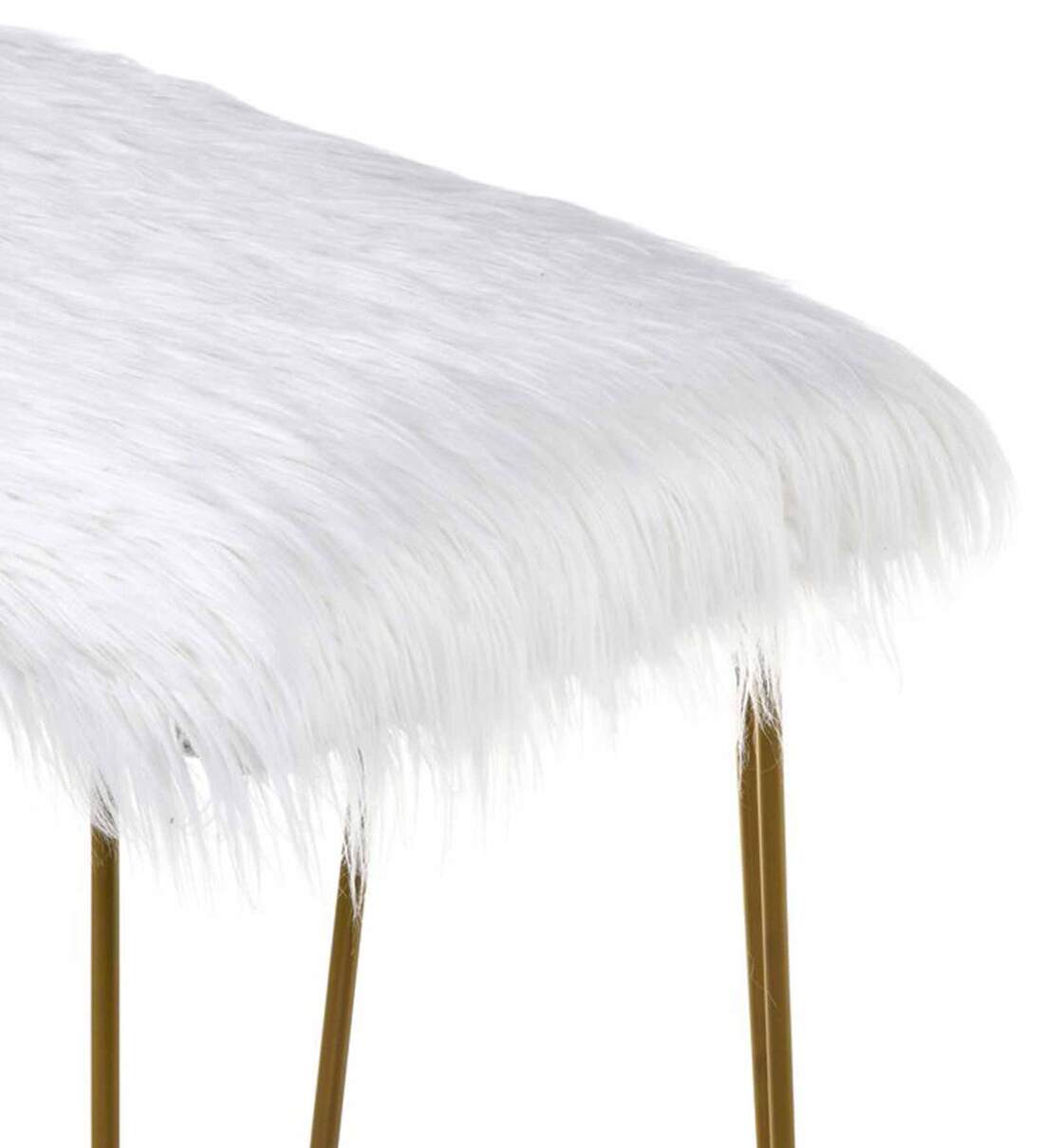 Buy Jasiper Fur Upholstered Bench in White & Gold Finish by AVA Designz ...