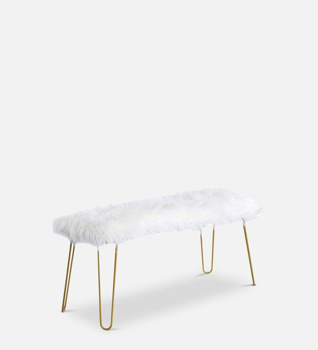 Buy Jasiper Fur Upholstered Bench in White & Gold Finish by AVA Designz ...