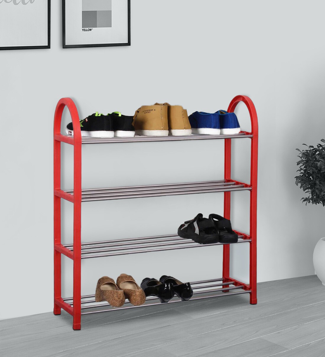 Buy Jaz Shoe Rack in Red Colour at 10% OFF by DIY Furniture | Pepperfry
