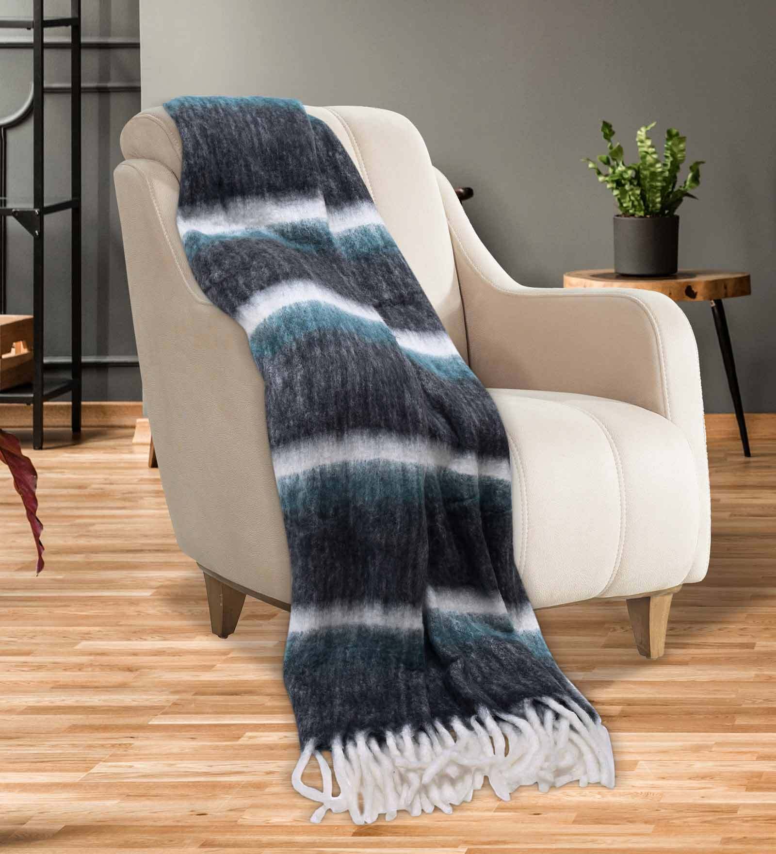 Buy Blue Premium Cotton 67x51 Inches Sofa Throw at 17% OFF by Young Arc ...