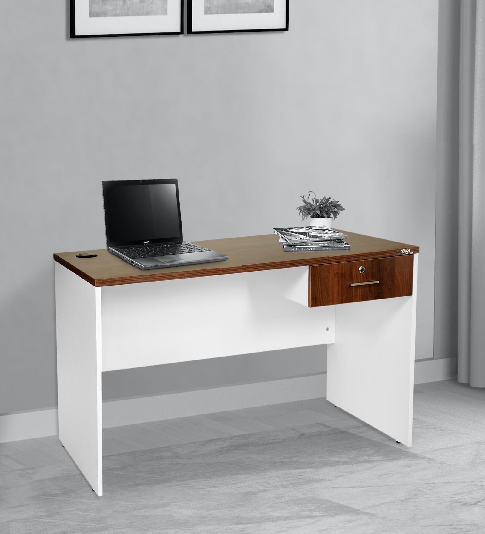 Buy Jakarta Writing Table in Dark Acacia & Frosty White Finish at 21% ...