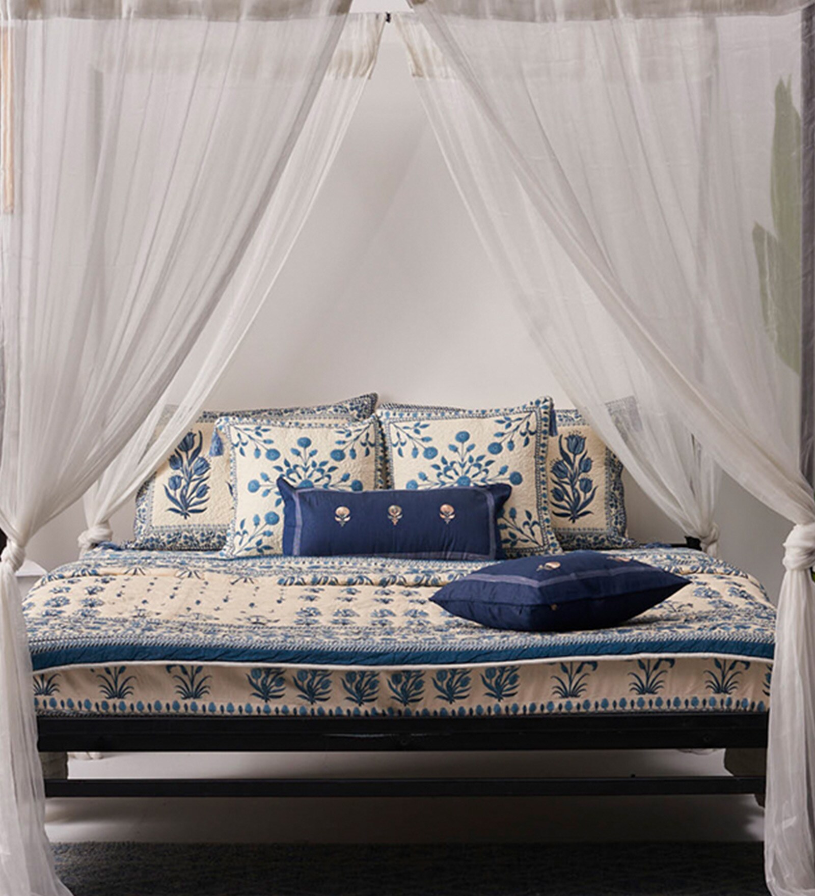 Buy Jalmahal Blue Colour Cotton Table Cloth at 46% OFF by Ritu Kumar ...