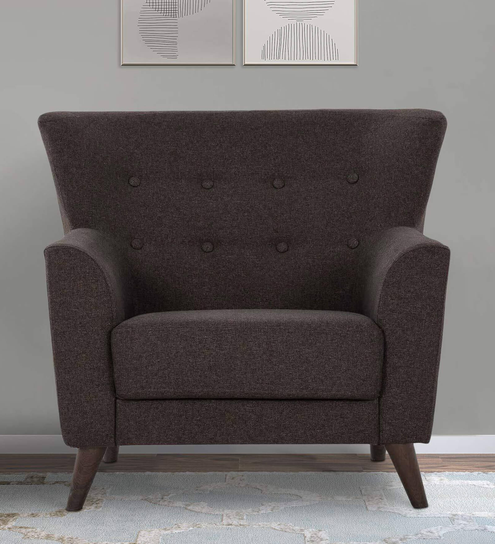 Buy Jamaica Fabric 1 Seater Sofa in Brown Colour at 8% OFF by ...