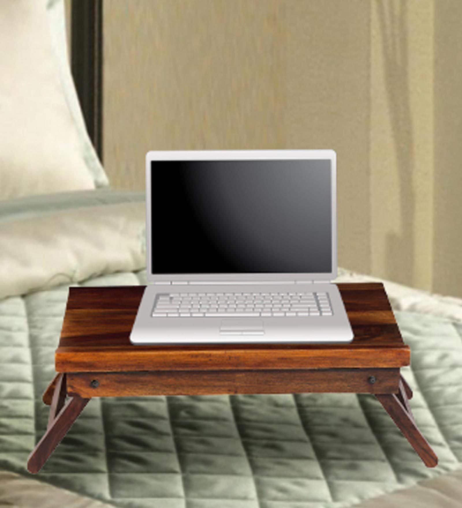 Buy James wooden foldable reading table in Honey Oak Color by Karigar ...