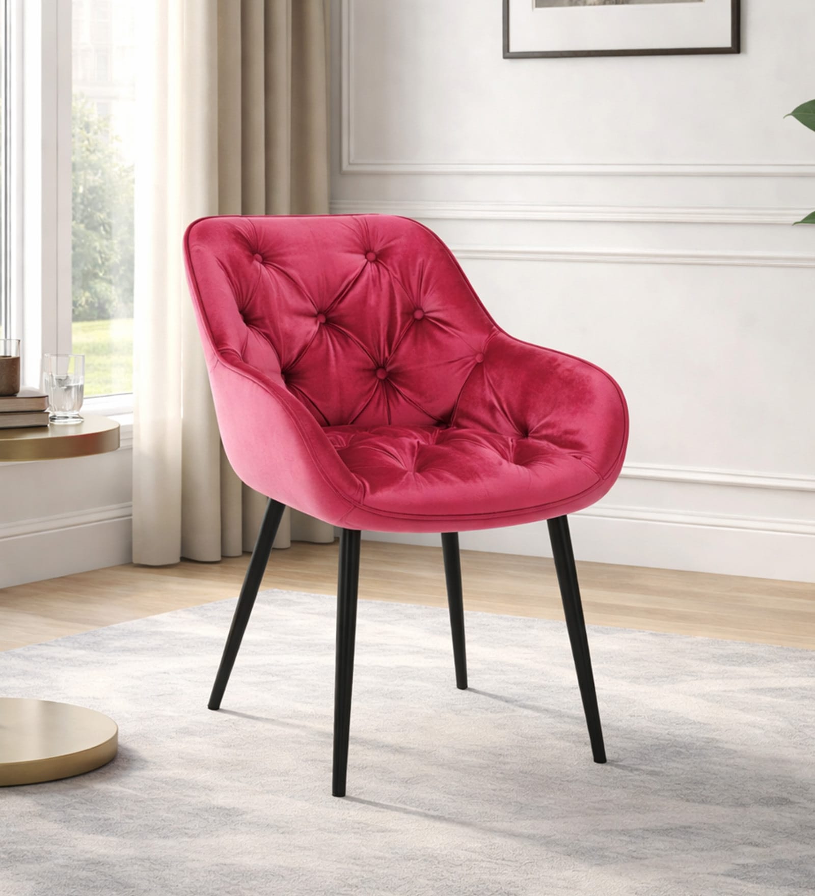 Buy Jasper Velvet Fabric Arm Chair In Red Color at 40% OFF by Newake ...