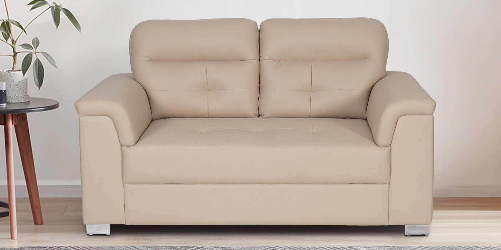 Buy Janet Leatherette 2 Seater Sofa in Beige colour at 62% OFF by Evok ...
