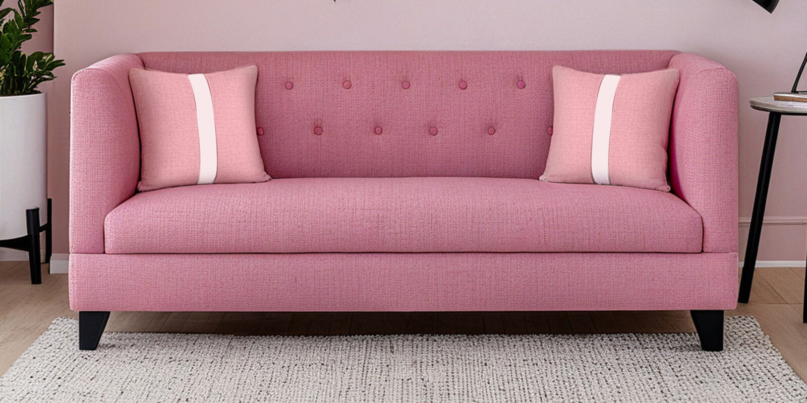Buy Jasper 3 Seater Sofa Pink Colour at 30% OFF by Trevi Furniture | Pepperfry