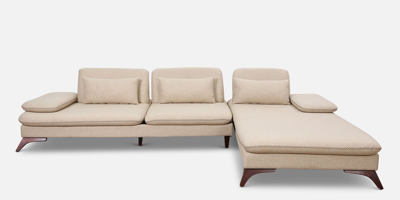 Buy Jauna Fabric LHS Sectional Sofa In Beige Colour Online ...