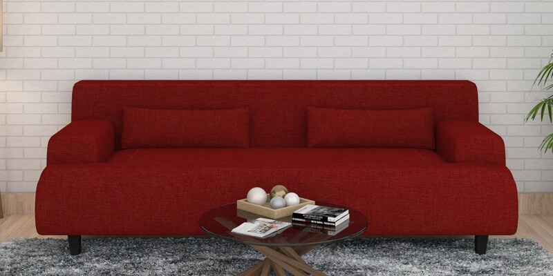Buy Jay Fabric 3 Seater Sofa in Red Colour by Varanda Woods Online ...