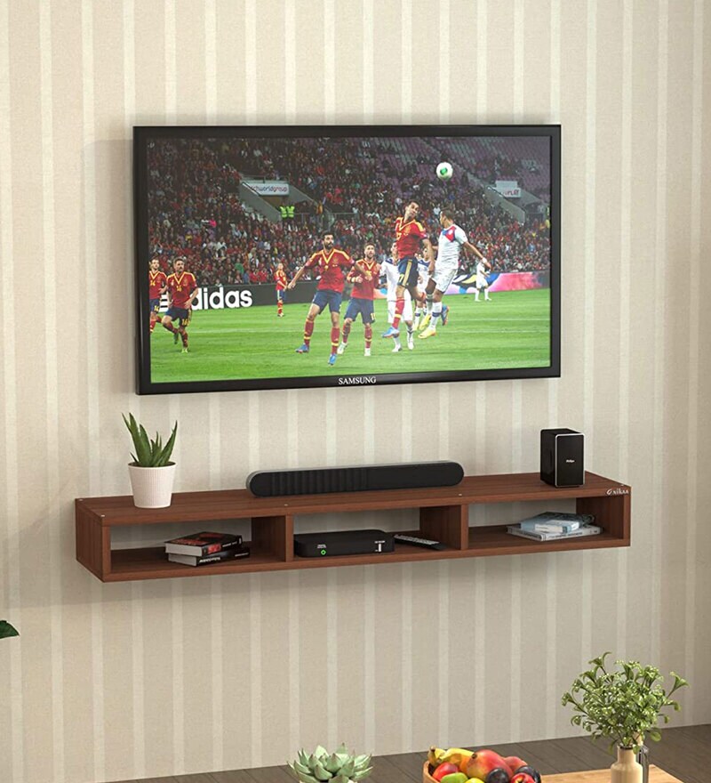 Buy James Wall Mount TV Shelf For TV Upto 60\ in Walnut Finish by ...