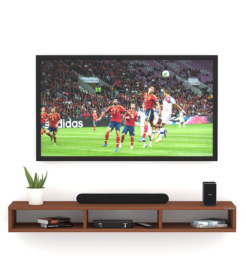 Buy James Wall Mount TV Shelf For TV Upto 60\ in Walnut Finish by ...