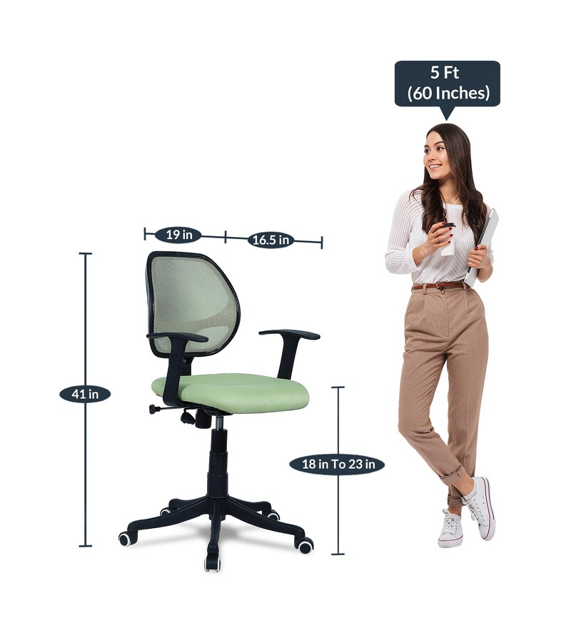Buy Jazz Low Back Ergonomic Chair In Green Colour By Furniturstation ...
