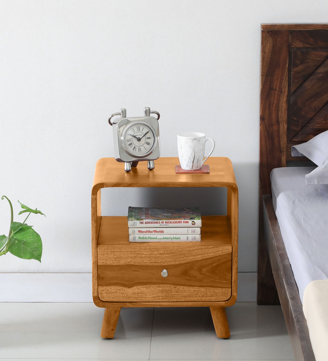 Buy Jelks Solid Wood Bedside Table In Scratch Resistant Rustic Teak ...