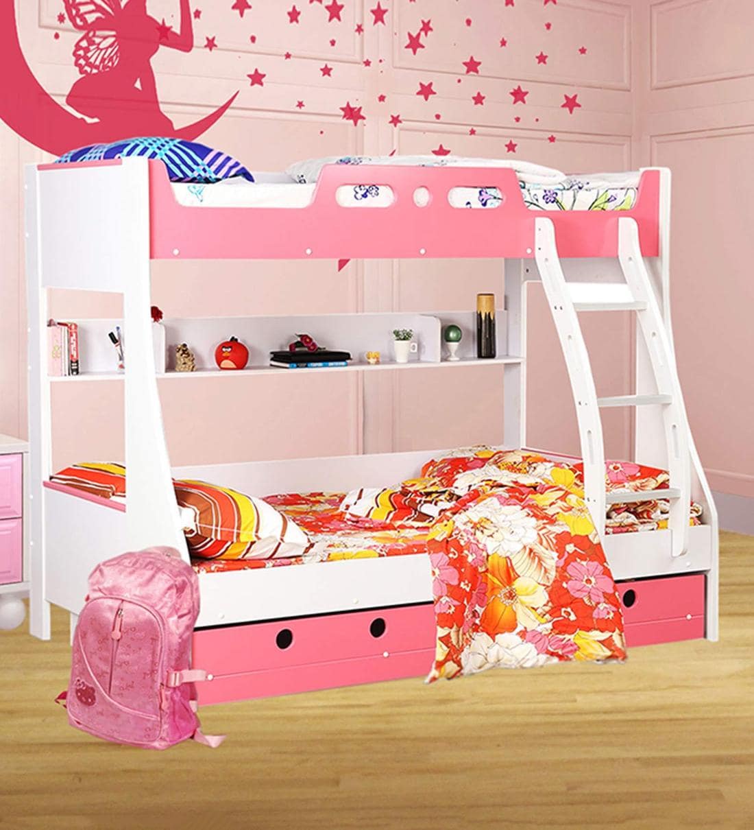 Buy Jerry Bunk Bed With Trundle in Pink colour at 85% OFF by HomeTown ...