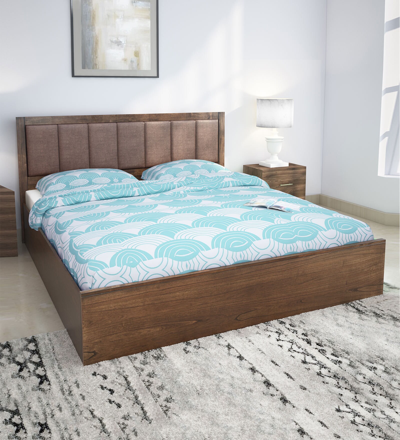 Buy Jefferson King Size Bed with Box Storage in Mindy Oak Colour at 55% ...