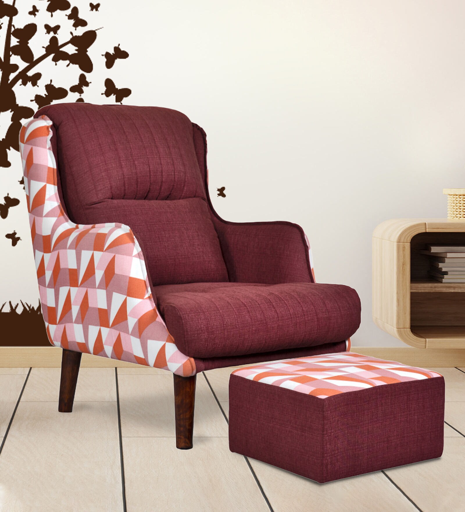 Buy Jerrish Fabric Full Back Lounge Chair in Maroon Colour at 20% OFF ...