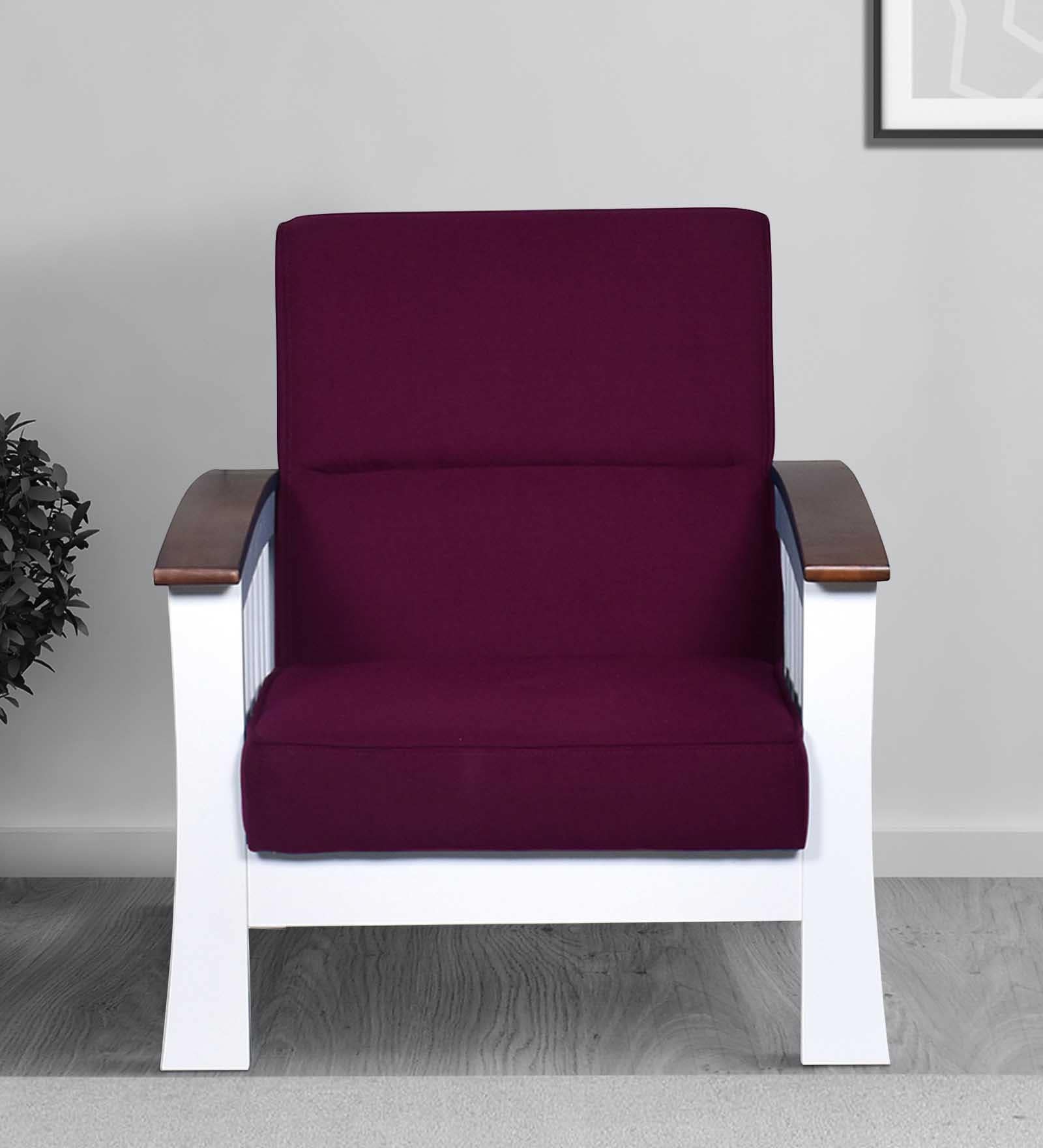 Buy Jessica 1 Seater Wooden Sofa In Maroon Colour at 30% OFF by ...