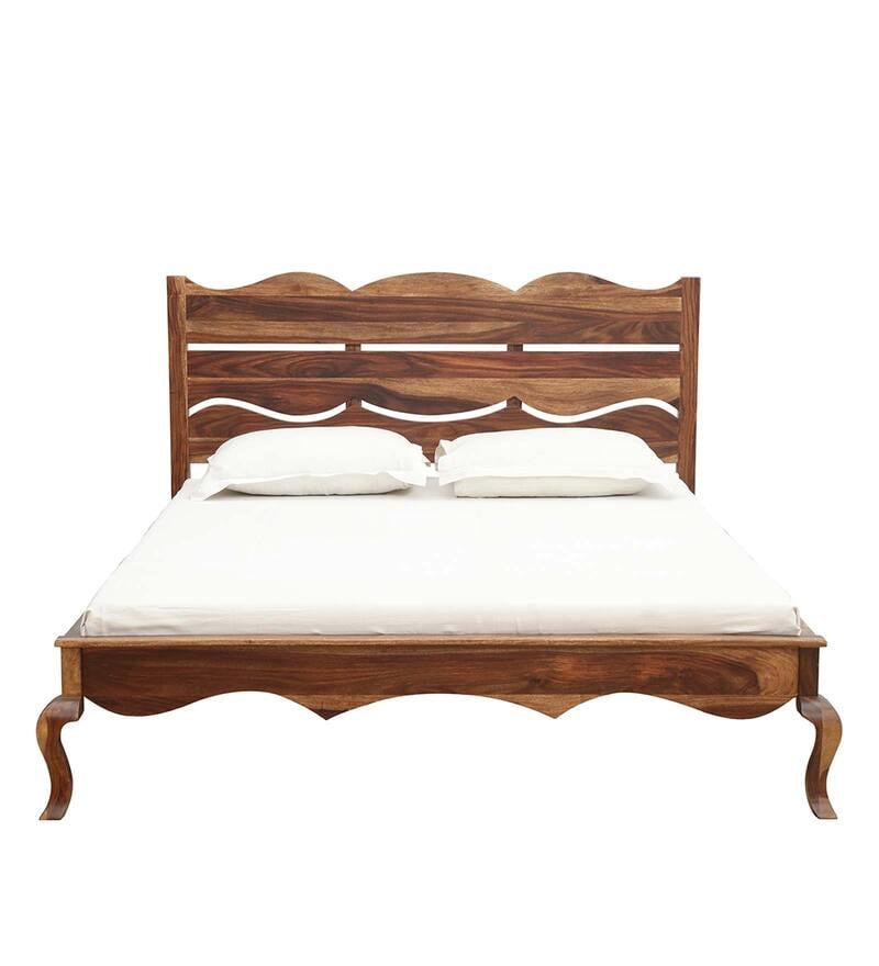 Buy Bircher Sheesham Wood Queen Size Bed In Rustic Teak Finish Online ...