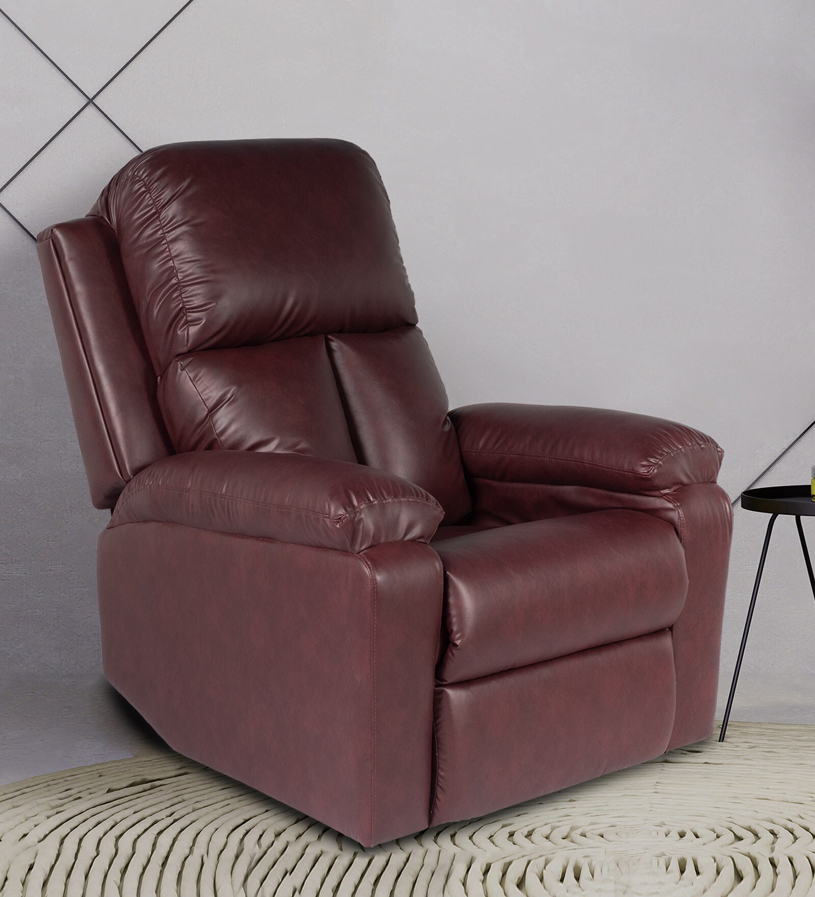 Buy Joji 1 Seater Leatherette Manual Recliner In Maroon Colour at 42% ...