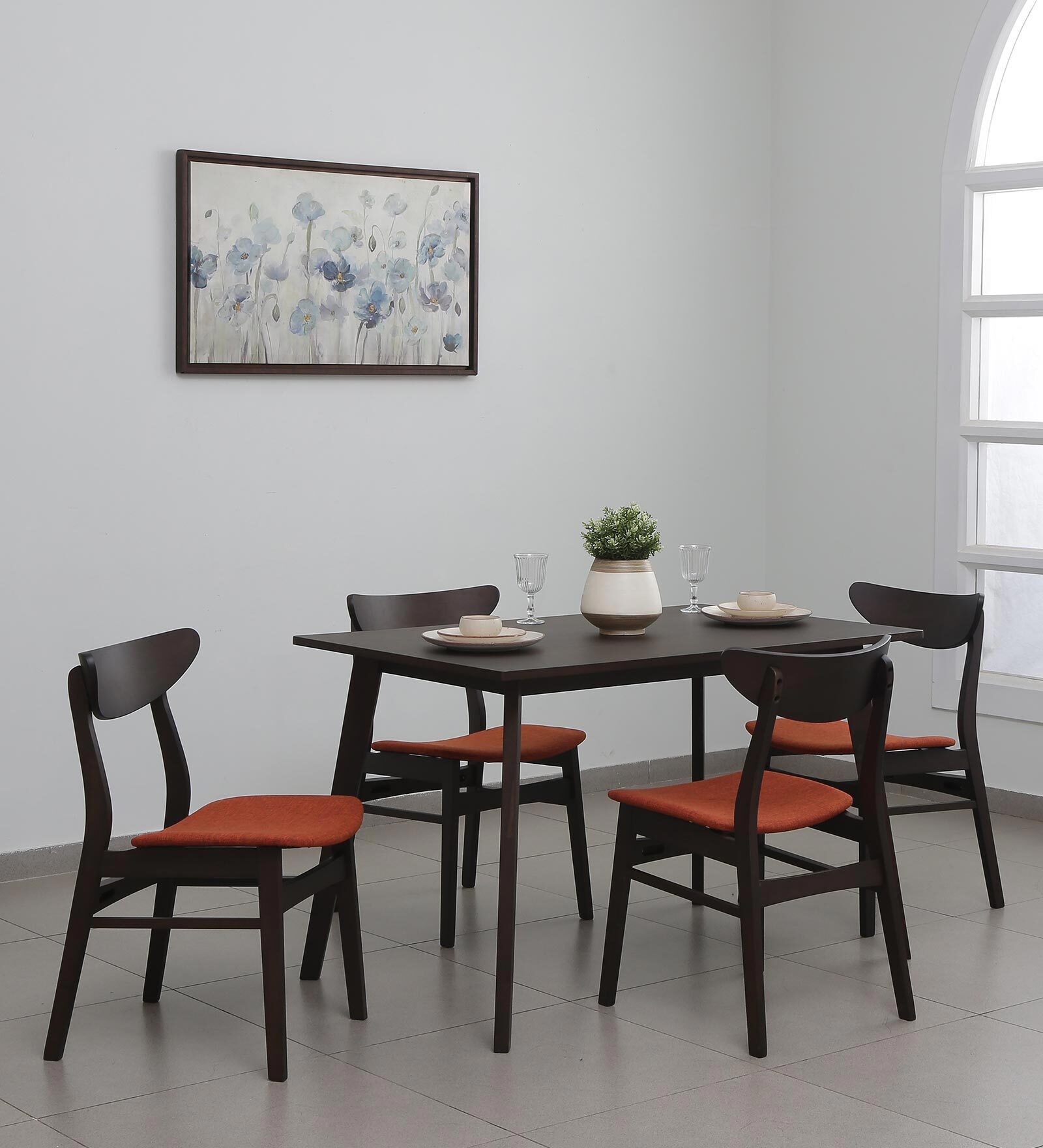 Buy Jin Solid Wood 4 Seater Dining Set in Dark Chestnut & Russet Finish at 3% OFF by Mintwud ...