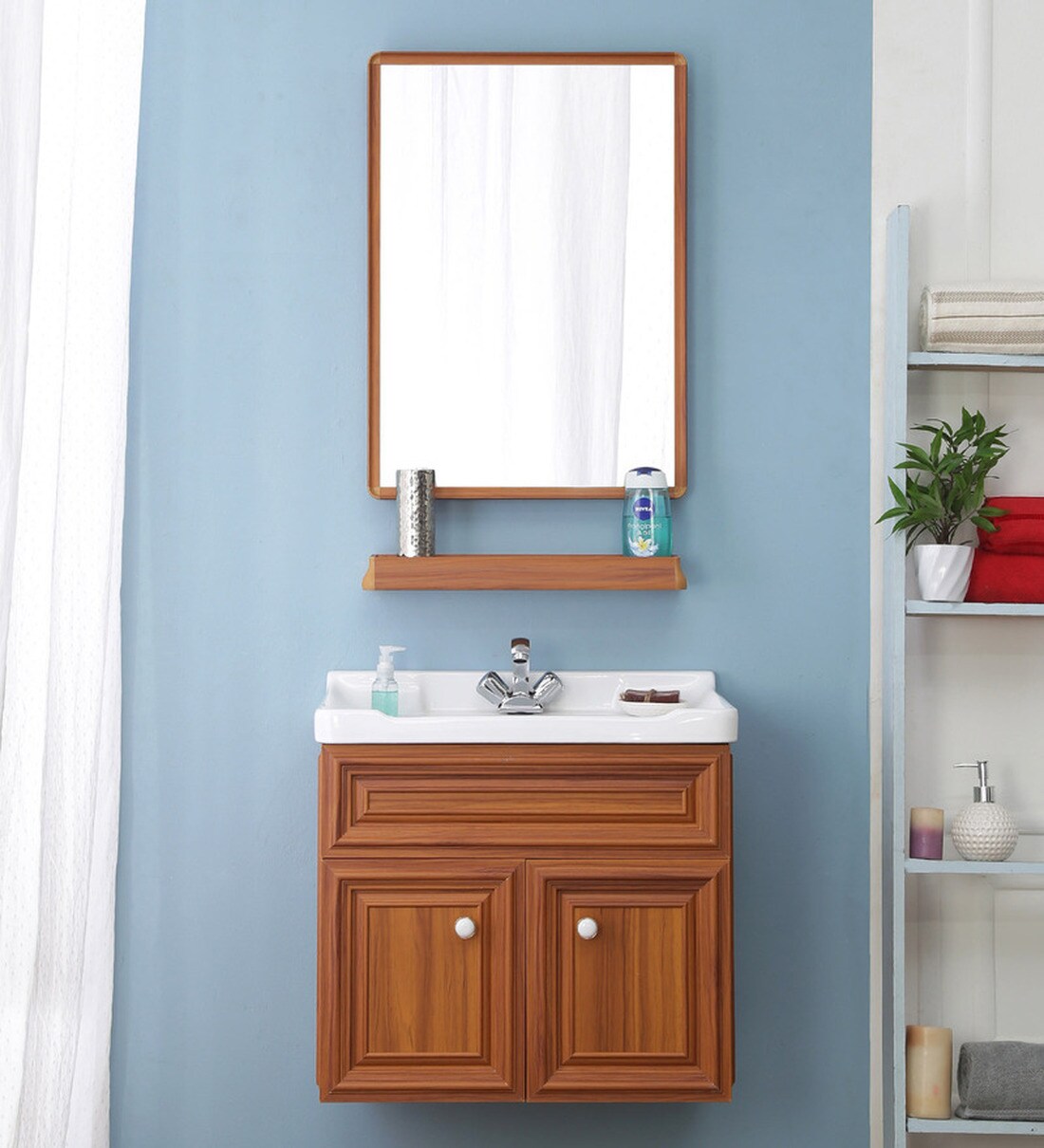 Buy Aluminium Wall Mounted Bathroom Vanity In Teak Yellow by JJ ...