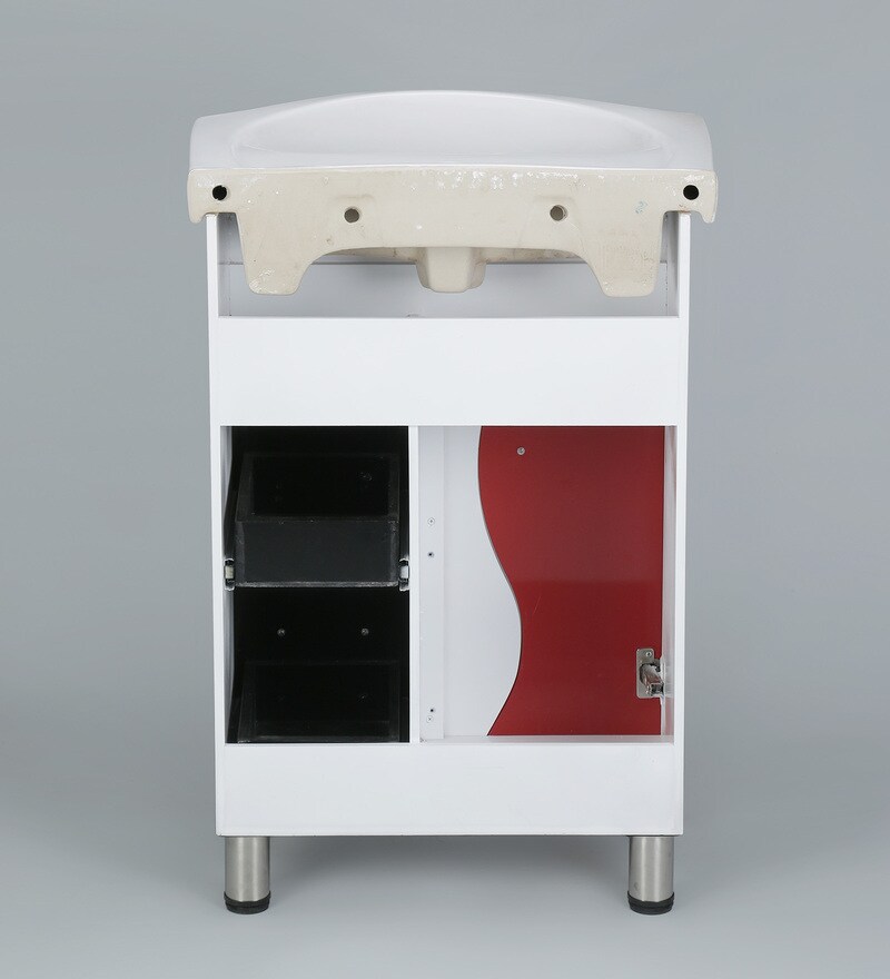 Buy PVC Floor Rested Bathroom Vanity in Black & Red by JJ Sanitaryware ...