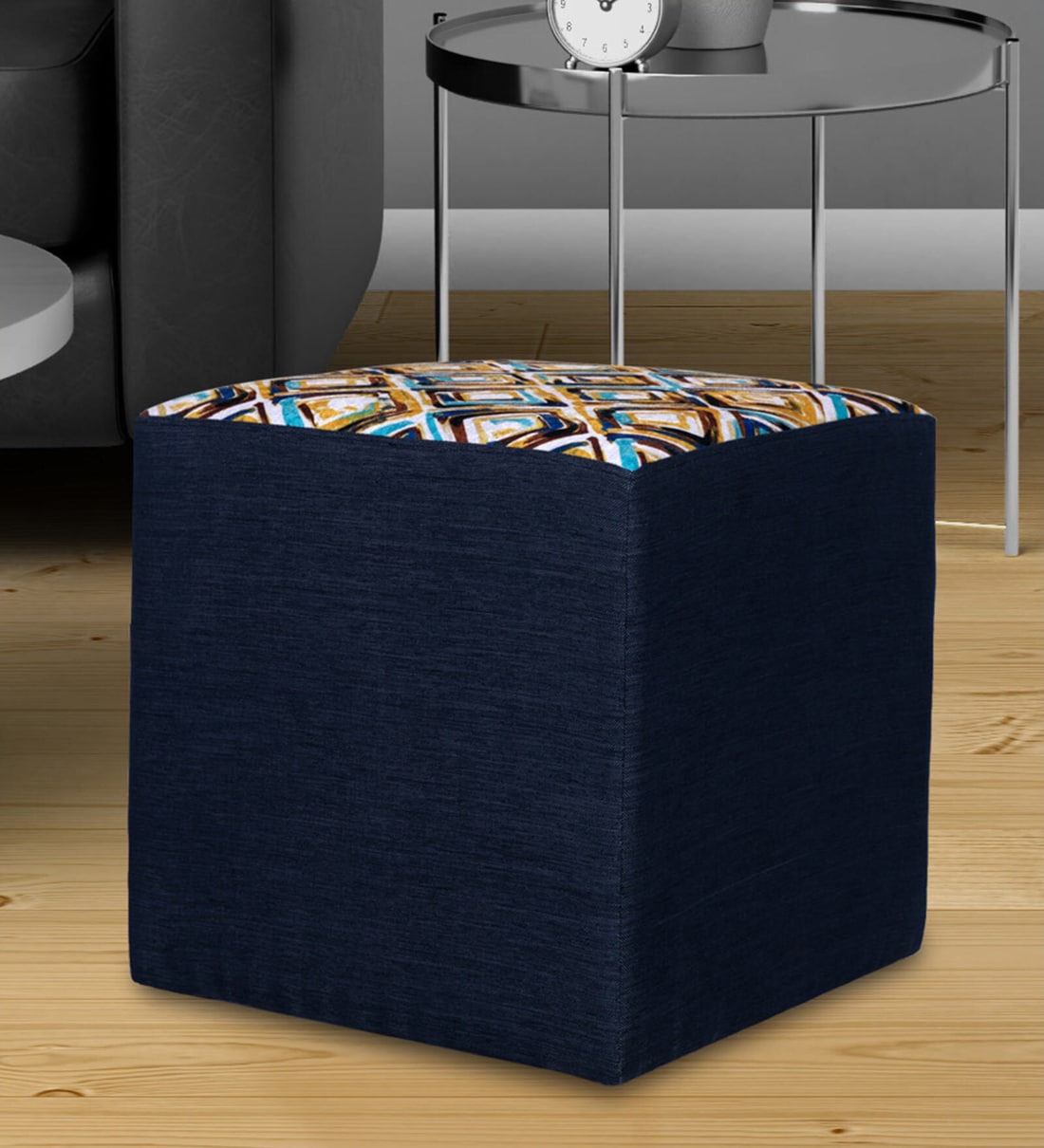 Buy Joan Fabric Pouffe in Blue & Multi Colour at 11% OFF by Muebles ...