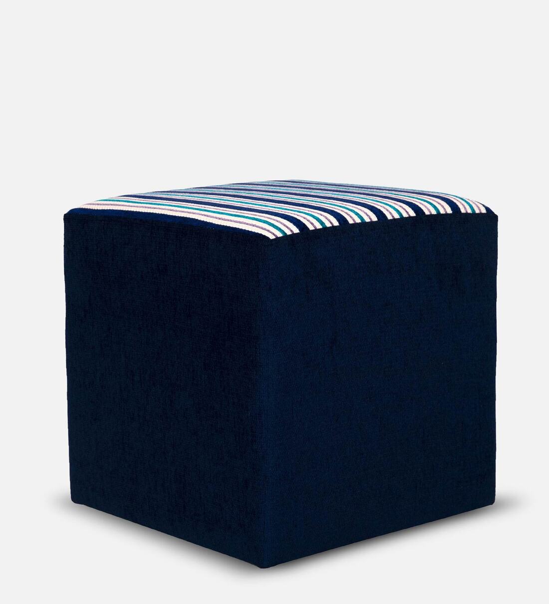 Buy Joan Fabric Pouffe in Blue Colour & Stripes by Muebles Casa Online ...