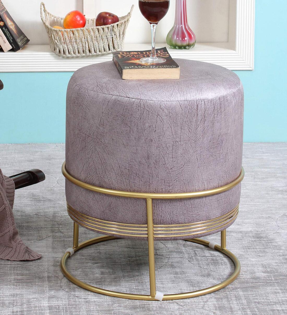 Buy Jolanta Velvet Ottoman In Pastel Grey Colour at 6% OFF by Casacraft ...