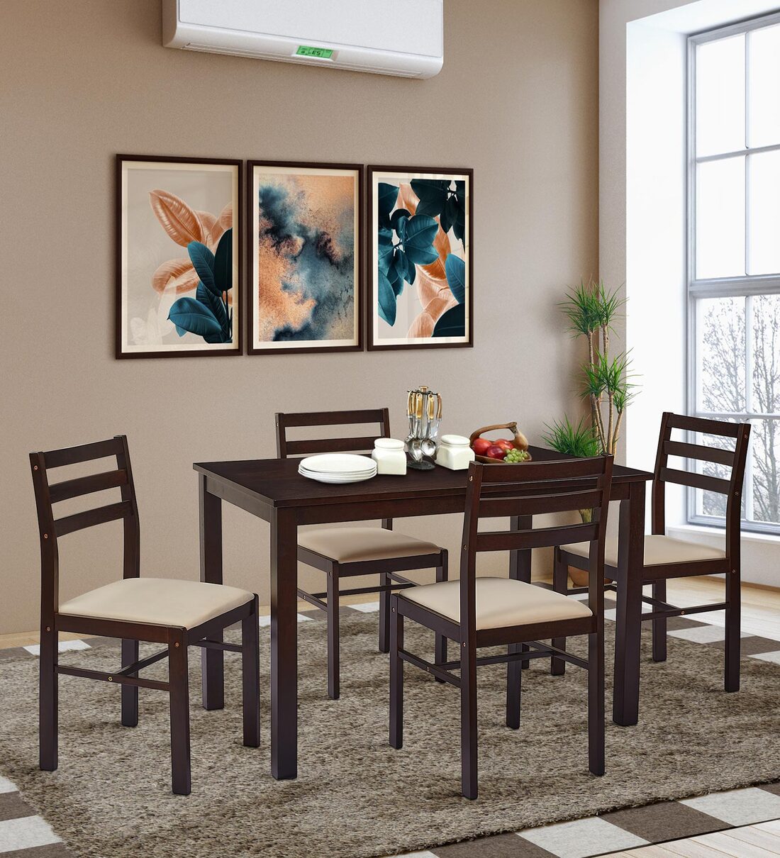 Buy Joyce 4 Seater Dining Set in Walnut Finish by TADesign Online ...