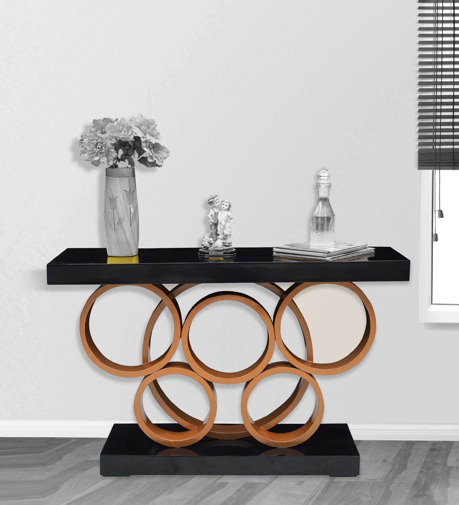 Buy Jodha Solid Wood Console Table in Black & Golden Finish at 15% OFF ...