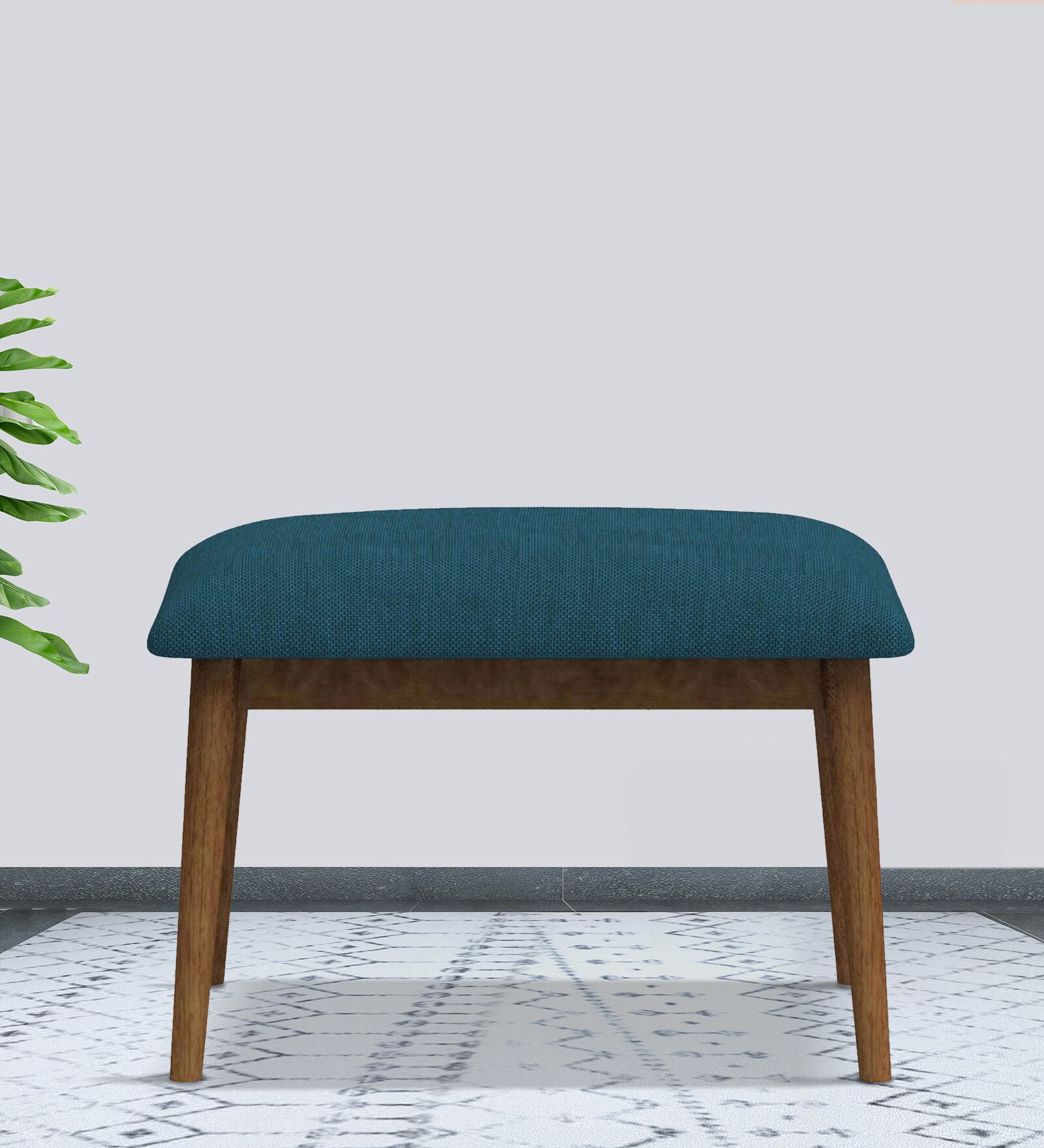 Buy Jodhpur Fabric Seating Stool in Mediterranian Blue Colour at 10% ...
