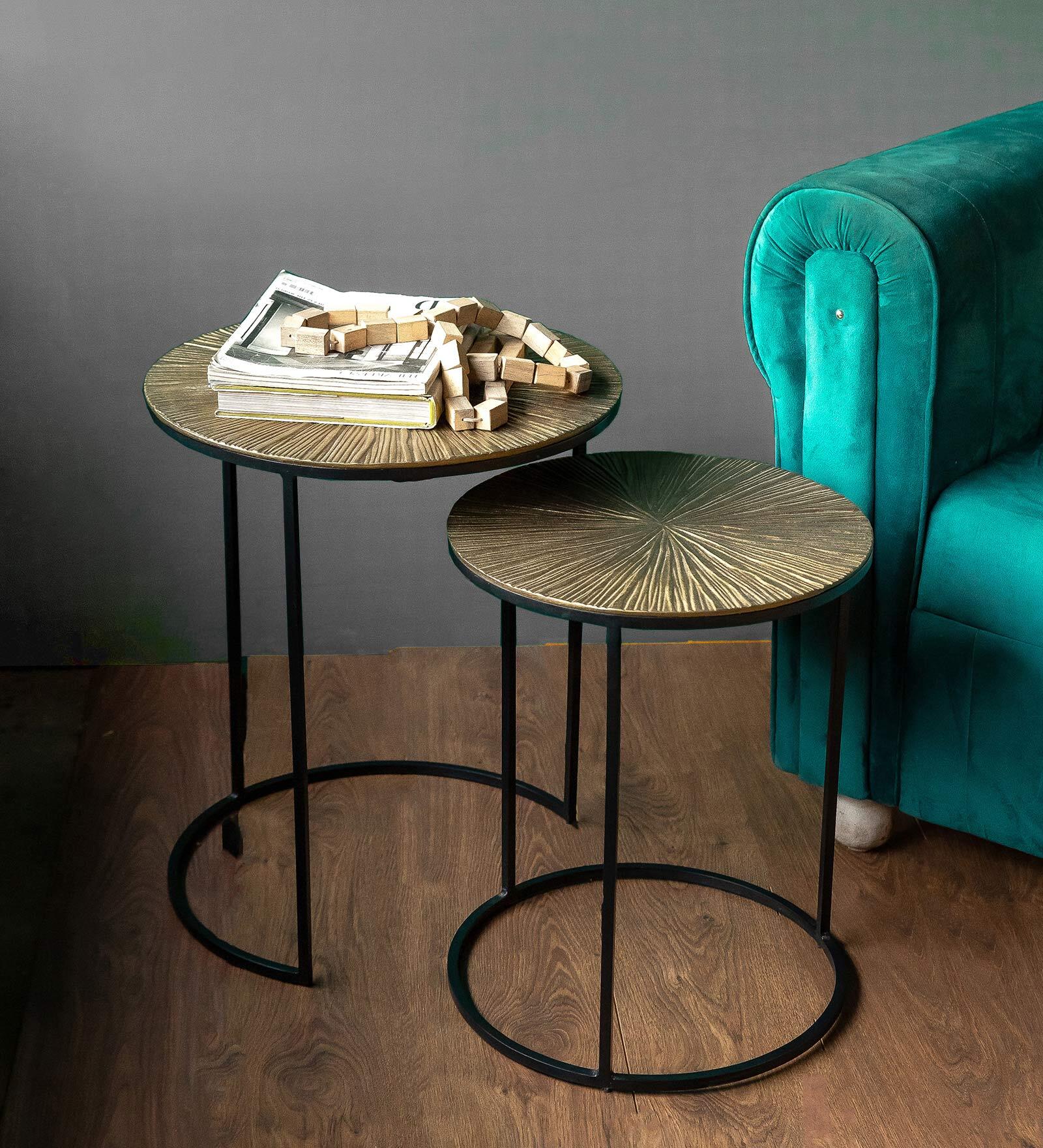 Buy Jodi Metal Nesting Table in Gold & Black Finish at 100% OFF by ...