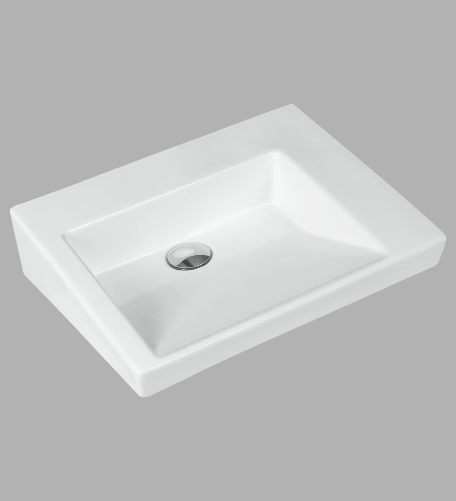 Buy Rectangular Shape Ceramic White Wall Mounted Wash Basin (L: 22, W ...