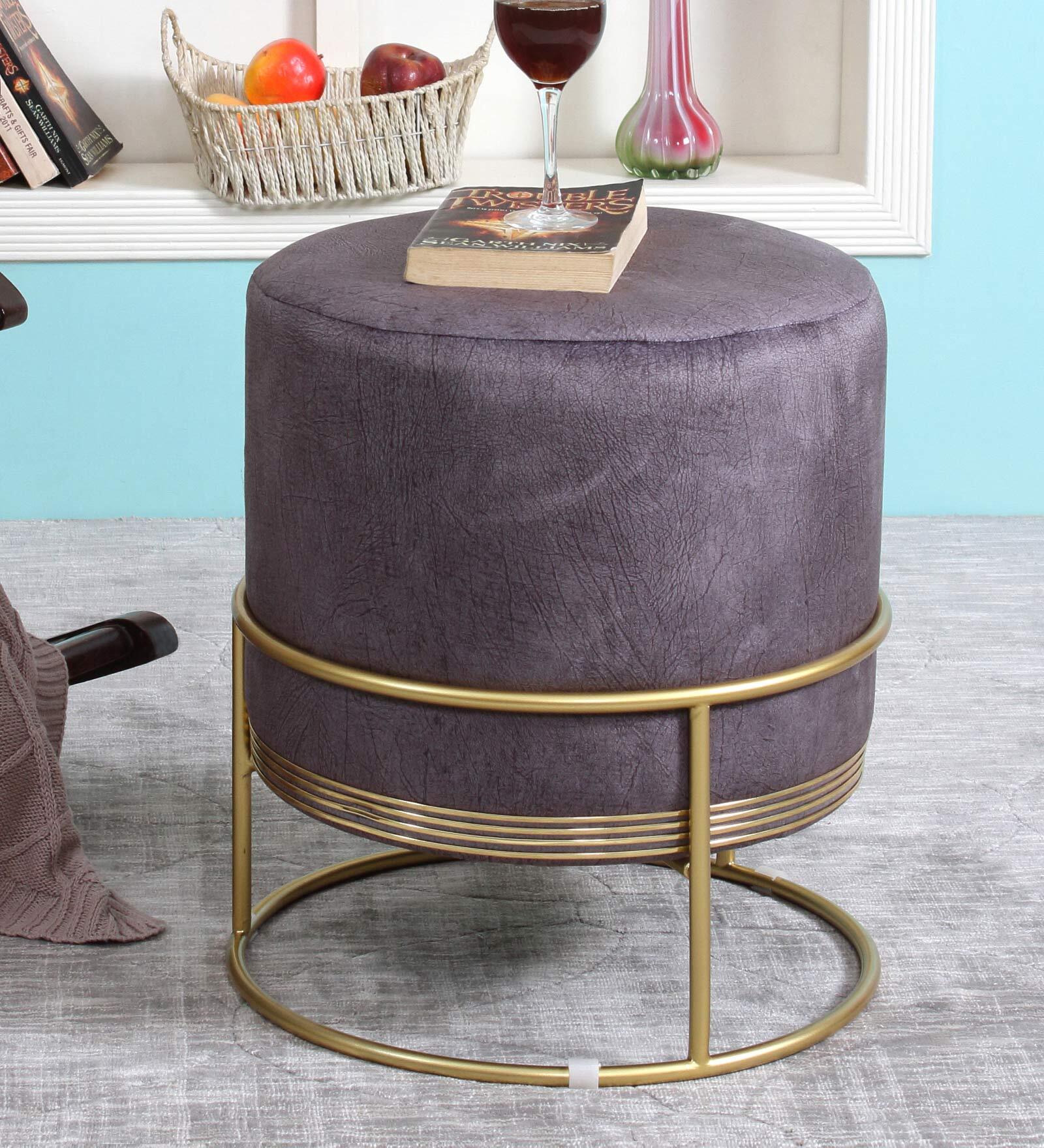 Buy Jolanta Velvet Ottoman In Carbon Grey Colour at 6% OFF by Casacraft ...
