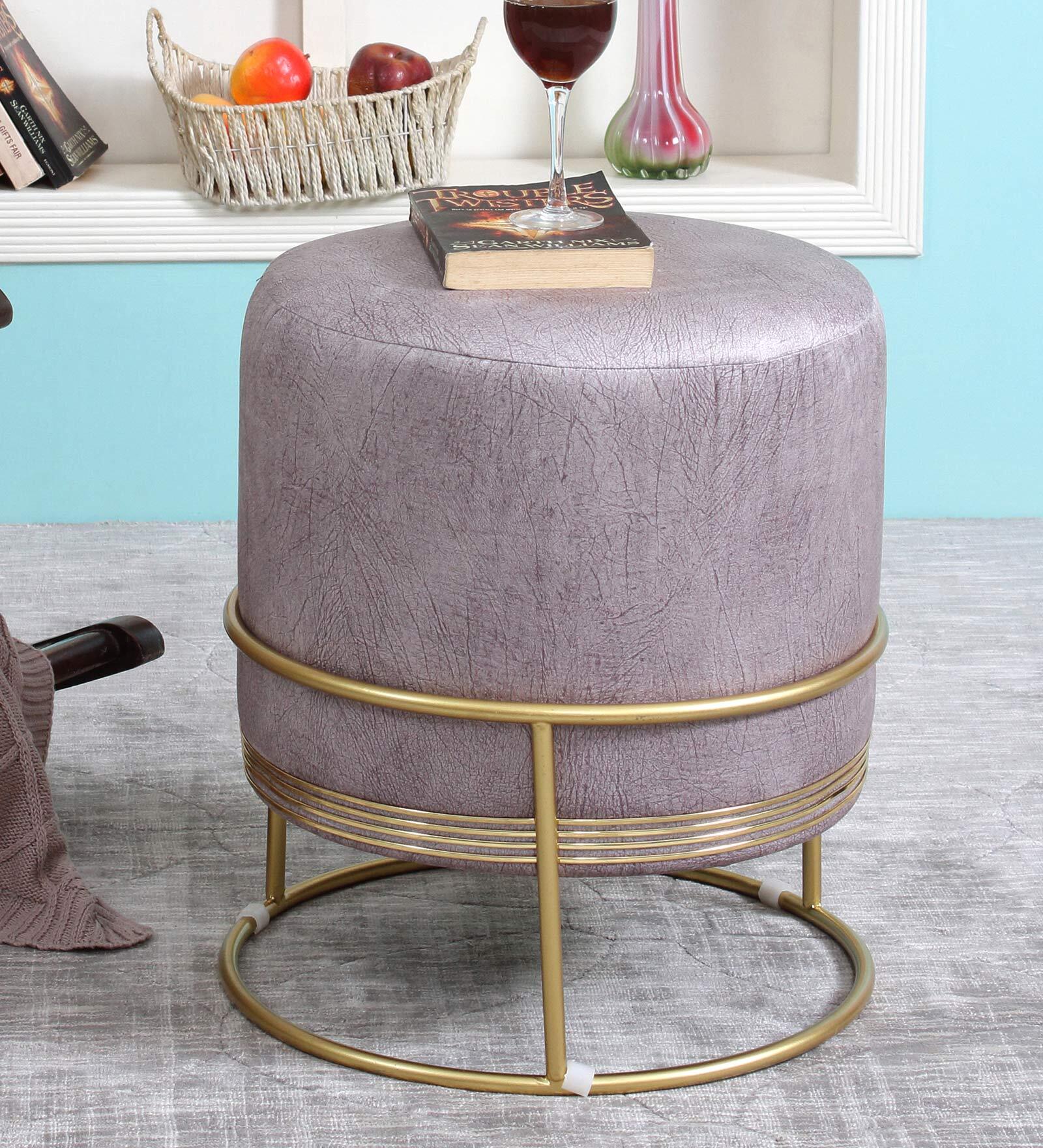 Buy Jolanta Velvet Ottoman In Pastel Grey Colour at 25% OFF by ...