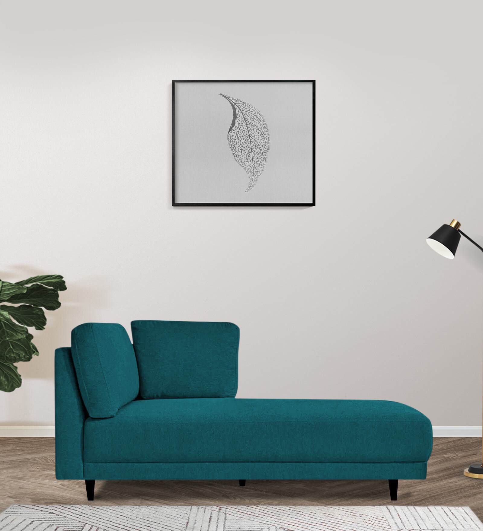 Buy Jonze Fabric Rhs Chaise Lounger In Sea Green Colour at 35% OFF by ...