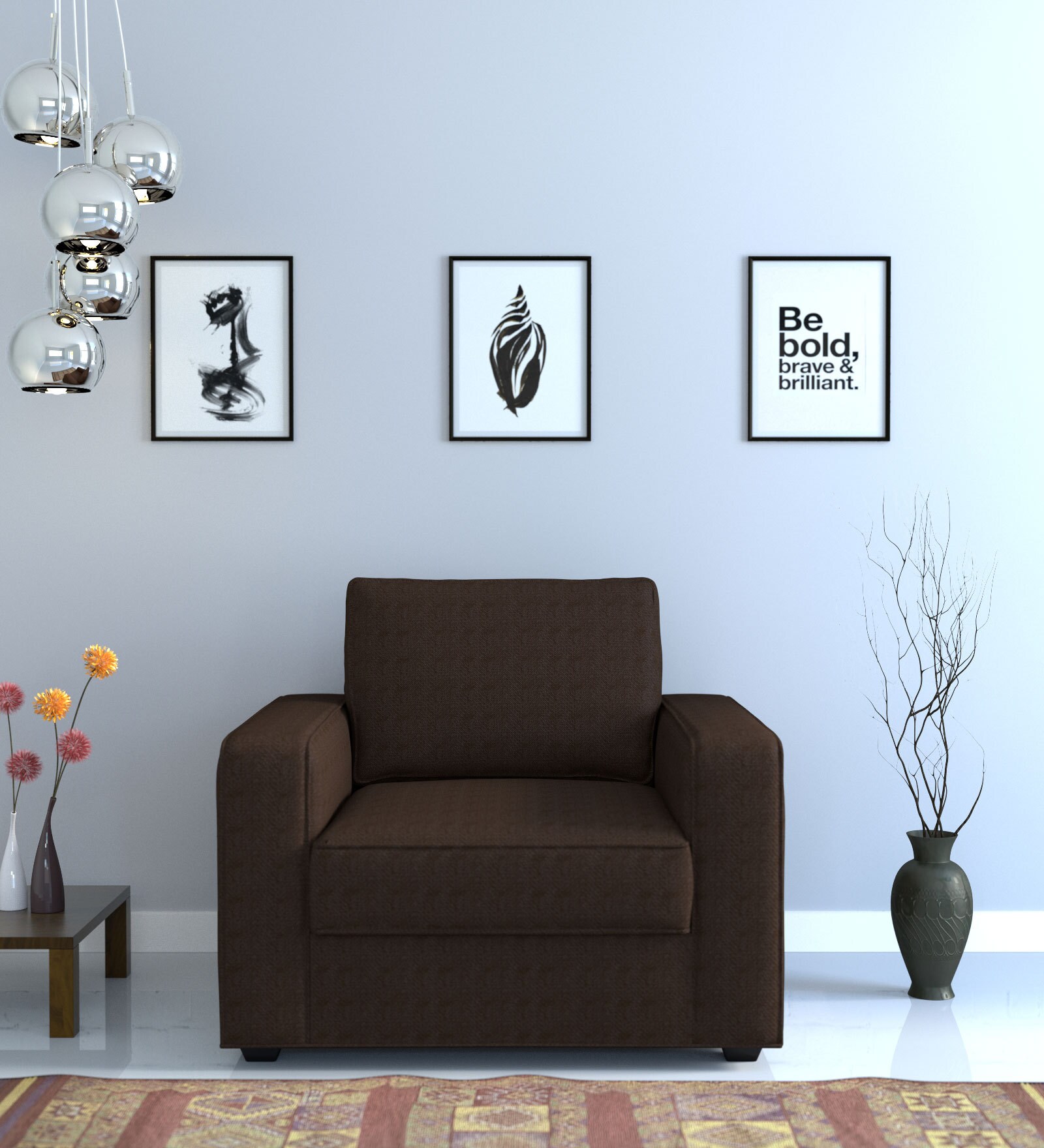 Buy Jordana One Seater Sofa in Cedar Brown Colour by CasaCraft Online ...