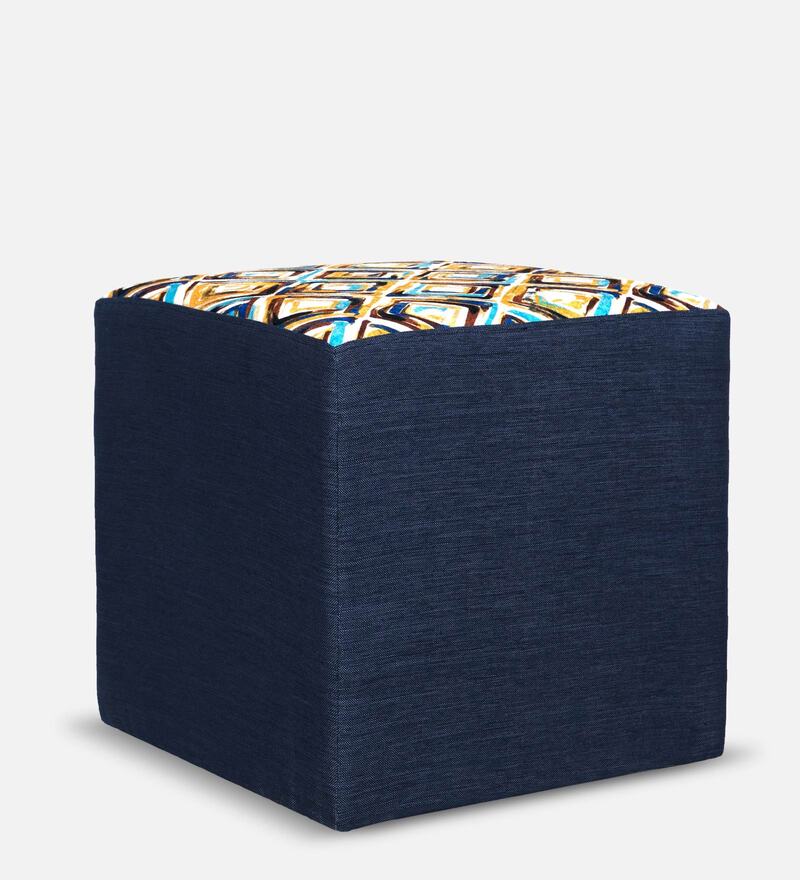 Buy Joan Fabric Pouffe in Blue & Multi Colour by Muebles Casa Online ...