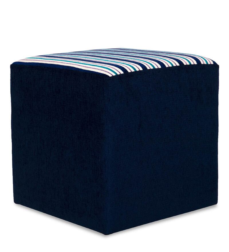 Buy Joan Fabric Pouffe in Blue Colour & Stripes by Muebles Casa Online ...
